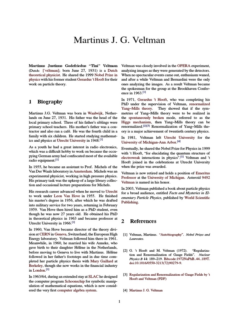 Martinus J. G. Veltman: 1 Biography | PDF | Solid State Engineering ...