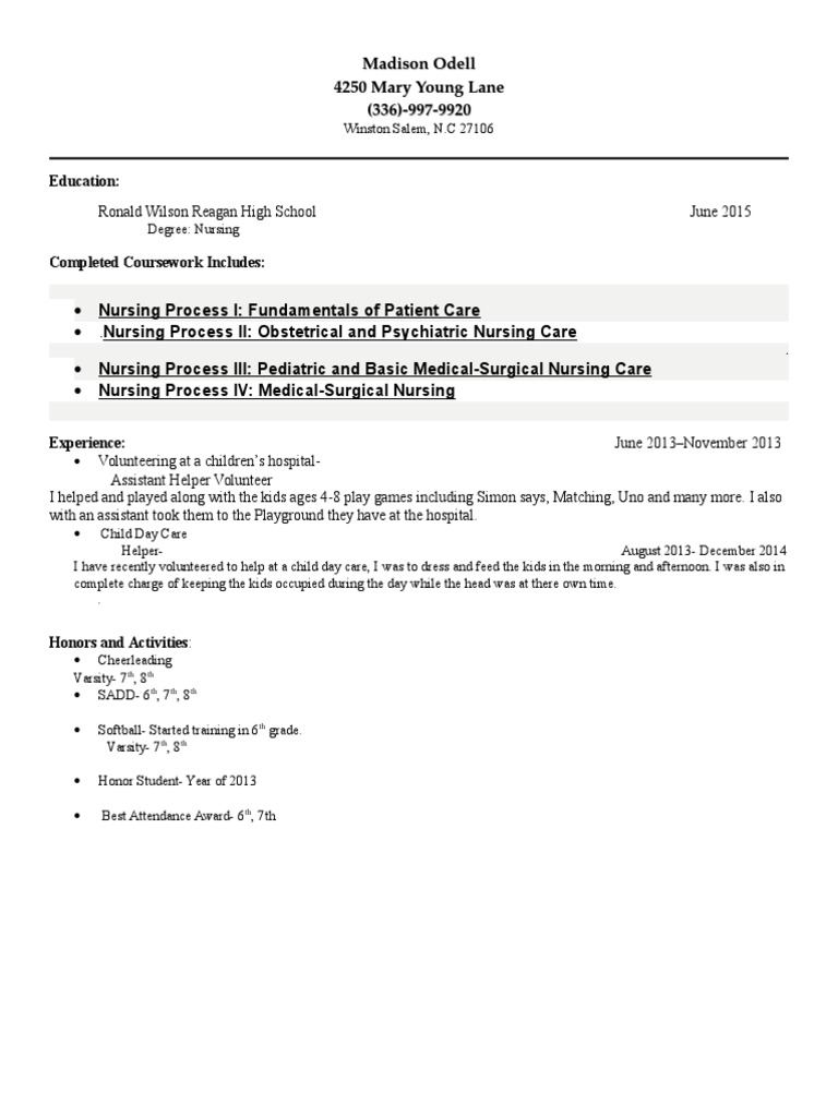 Madison Odell's Nursing Profile | PDF | Self-Improvement