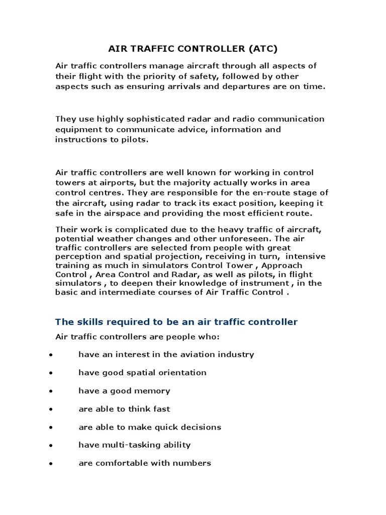 Air Traffic Controller | PDF | Air Traffic Control | Aviation Safety