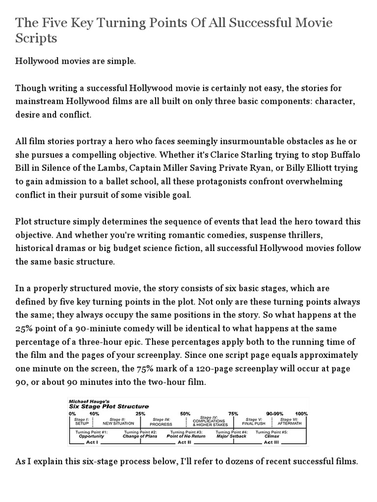 The Five Key Turning Points of All Successful Movie Scripts | PDF | Leisure