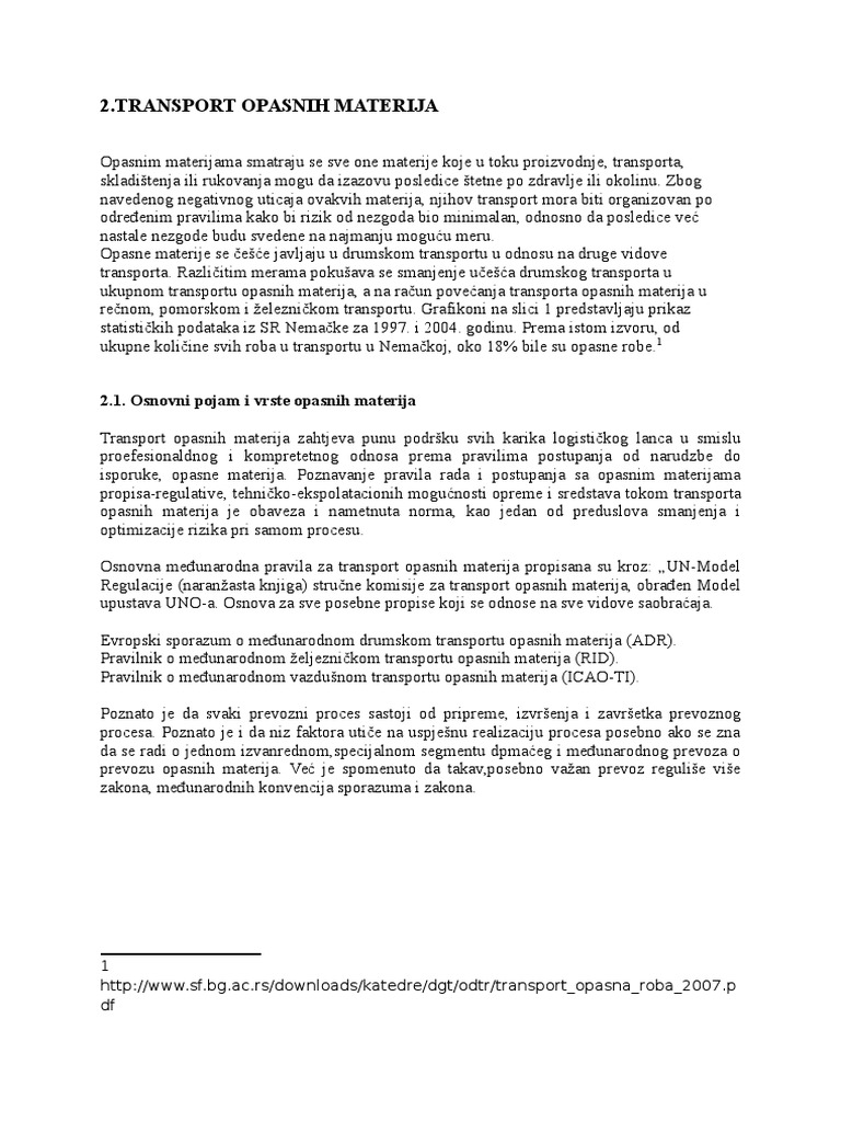 Transport Opasnih Materija | PDF