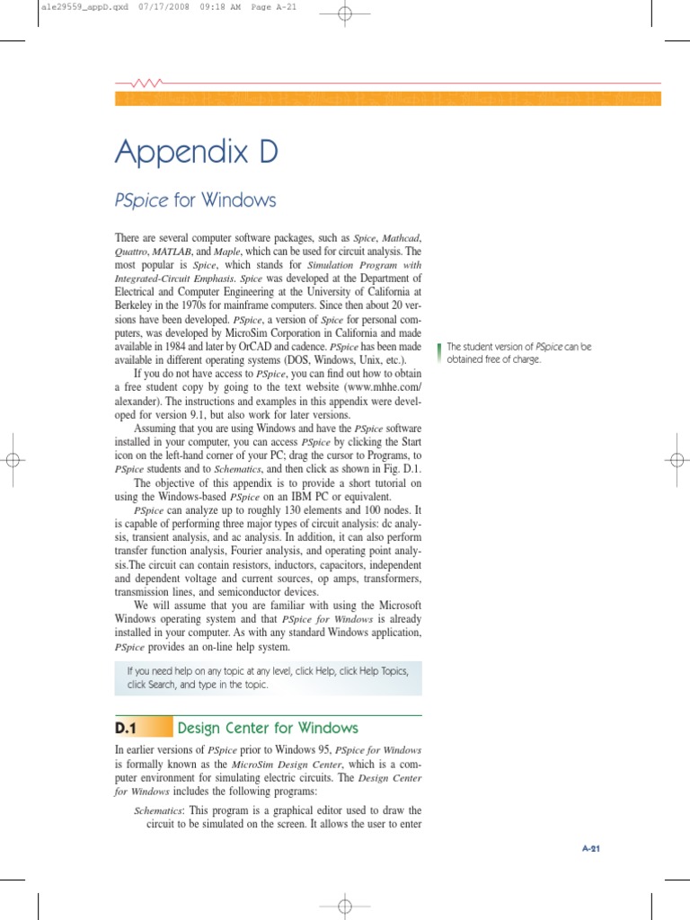 PSpice Tutorial | PDF | Spice | Electrical Network