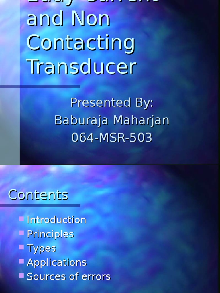 Eddy Current Transducer Overview | PDF