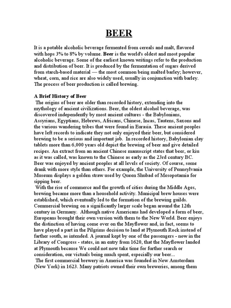 Notes For Beers | PDF | Brewing | Malt