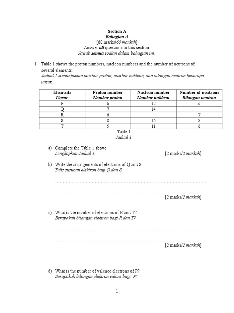 Chemistry Form 4-Paper 2 | PDF | Lithium | Mole (Unit)