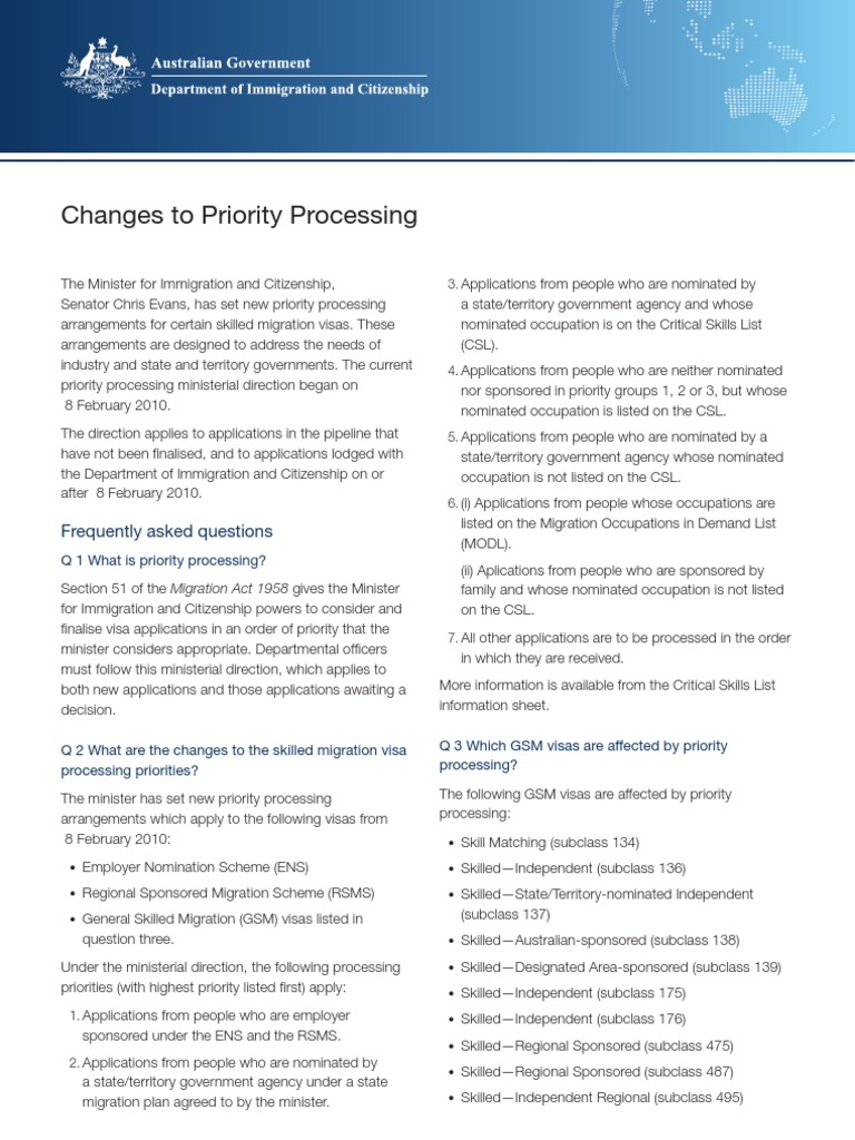 Changes To Priority Processing: Frequently Asked Questions | PDF ...