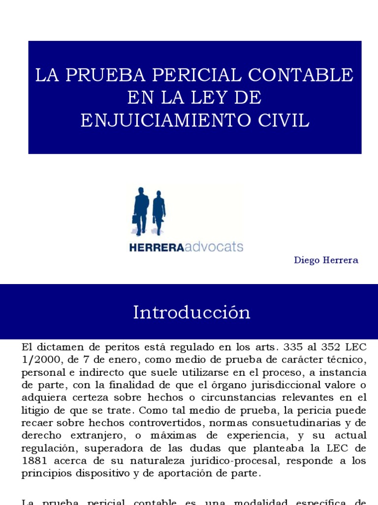 La Prueba Pericial Contable En La Ley De Enjuiciamiento Civil Pdf