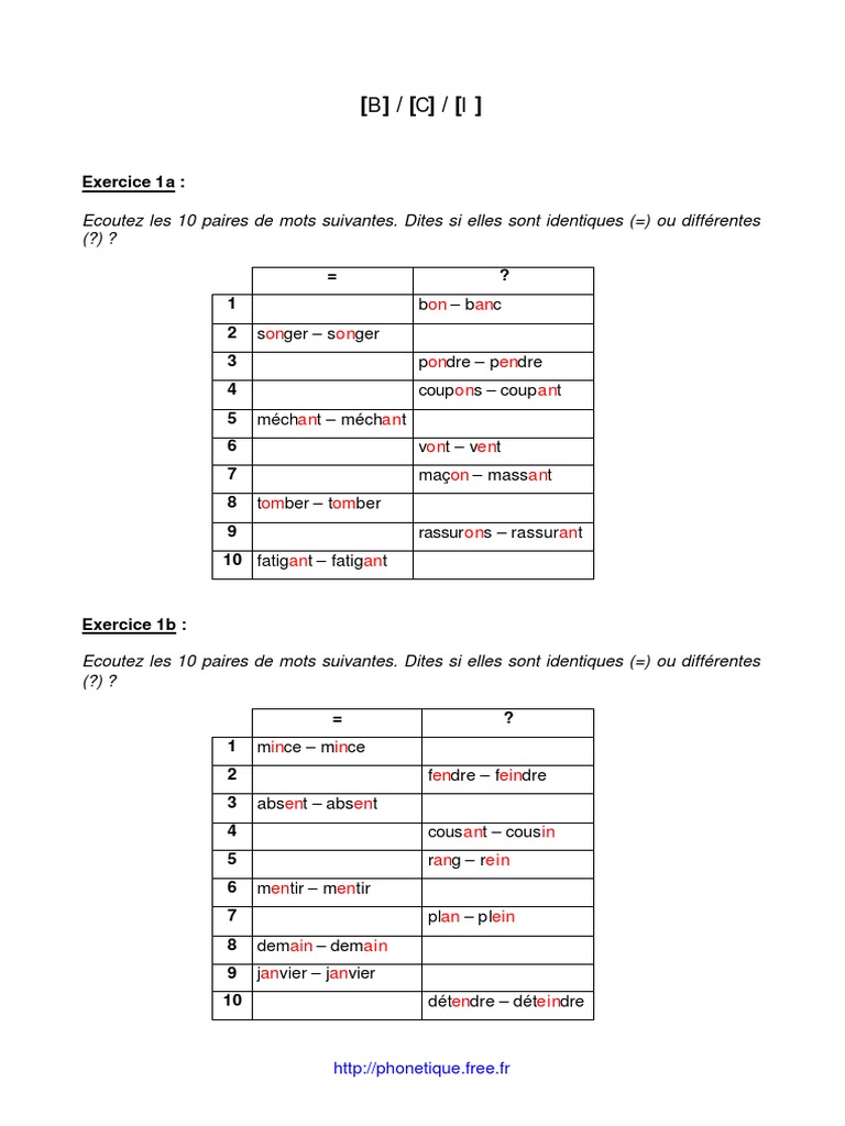 Exercices de phonétique FLE A1 | PDF | Méthodes et références pédagogiques