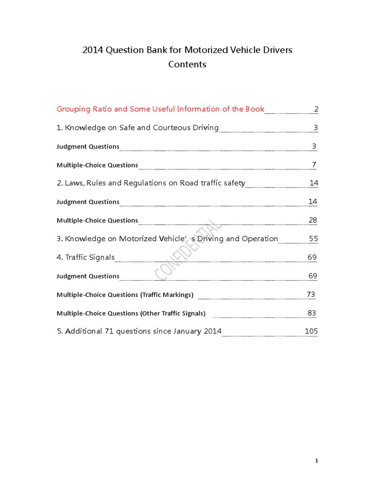 2014 Chinese Driving Theory Test Question Bank | PDF | Traffic | Driving