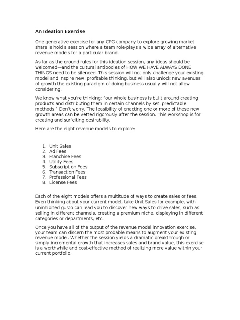 An Ideation Exercise | PDF