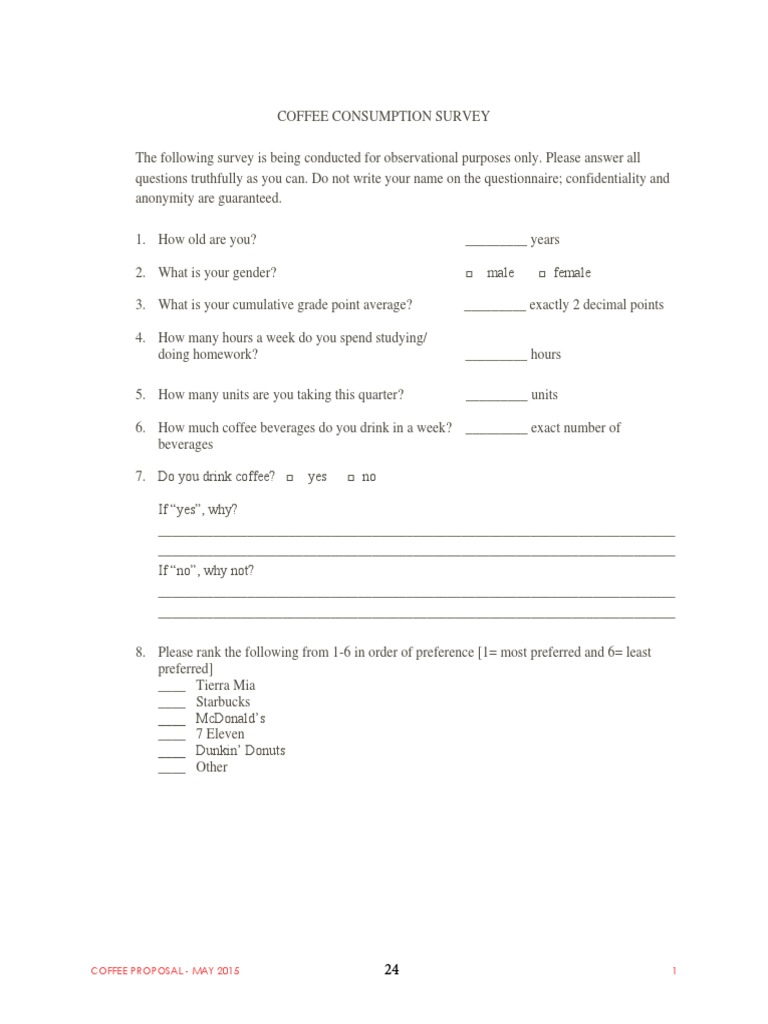 Coffee Proposal - May 2015 1 | PDF | Beverages | Business