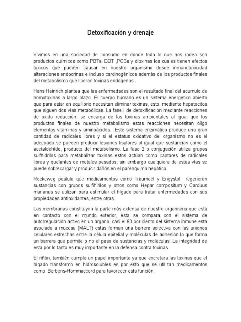 Detoxificación y Drenaje | PDF | Metabolismo | Medicamentos con receta Detoxificación y Drenaje | PDF | Metabolismo | Medicamentos con receta