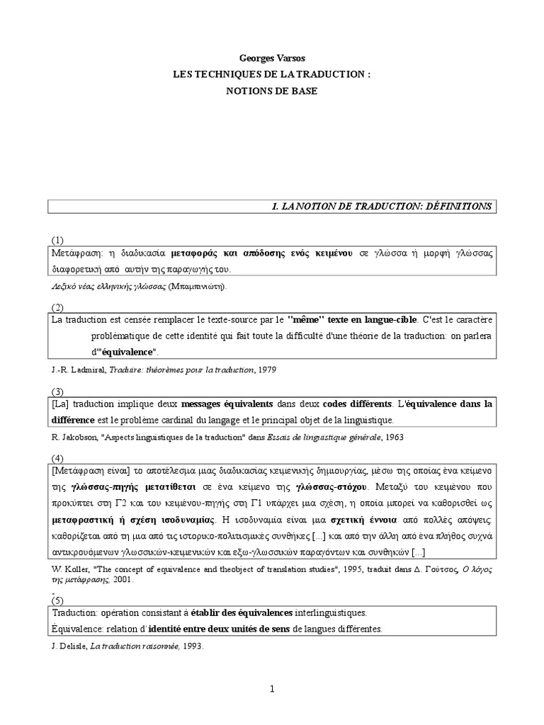 Techniques de Traduction: Notions Clés | PDF | Traductions | Clause