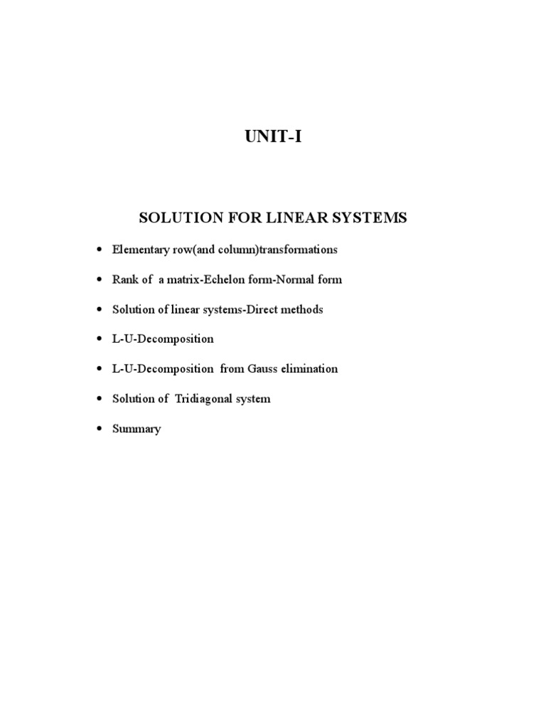 Solution For Linear Systems | PDF | Matrix (Mathematics) | Eigenvalues And Eigenvectors