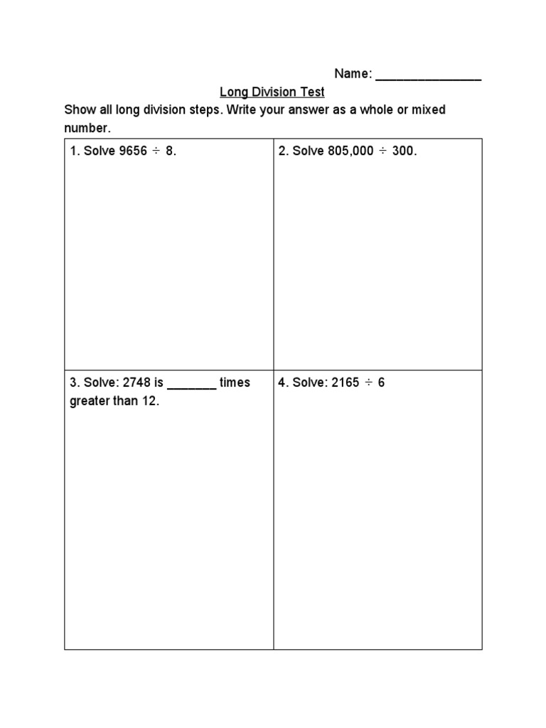 Firstlongdivisiontest | PDF