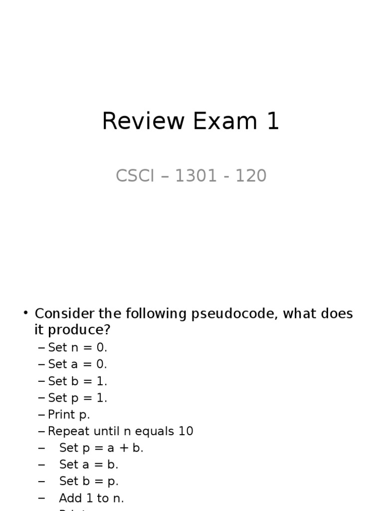 Csci 1301 Exam Review | PDF | Java (Programming Language) | C (Programming Language)