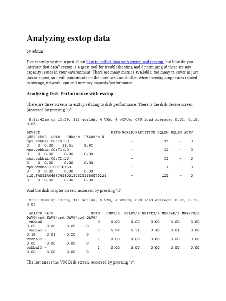 Analyzing Esxtop Data | PDF | Virtual Machine | Central Processing Unit