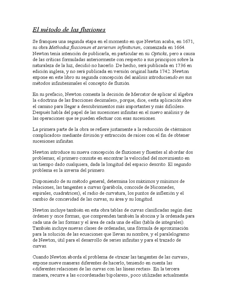 El Método de Las Fluxiones | PDF | Isaac Newton | Enseñanza de matemática