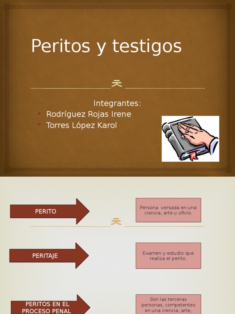 Diapositiva, Testigos Peritos | Testigo | Testigo experto