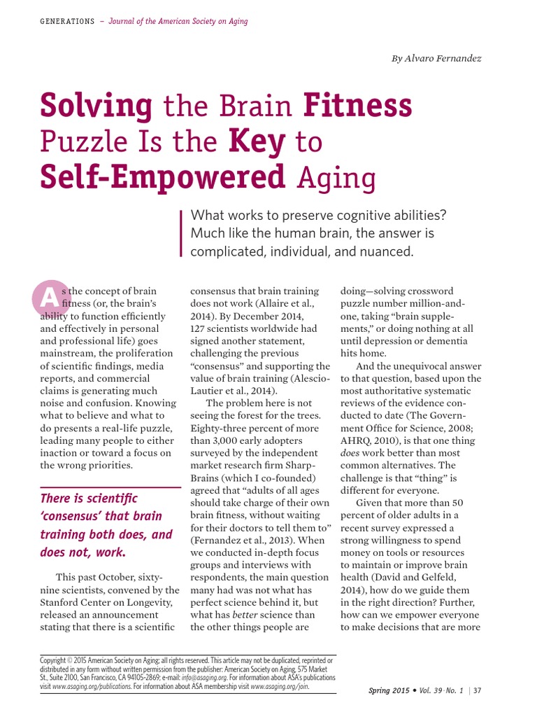 Solving The Brain Fitness Puzzle Is The Key To Self-Empowered Aging ...