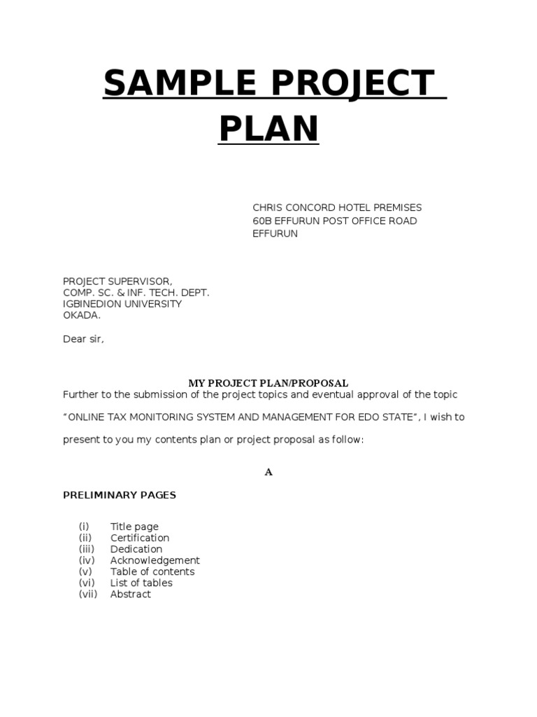 Sample Project Plan | PDF