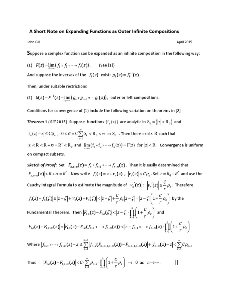 A Short Note Expanding Functions As Outer Infinite Compositions | PDF ...