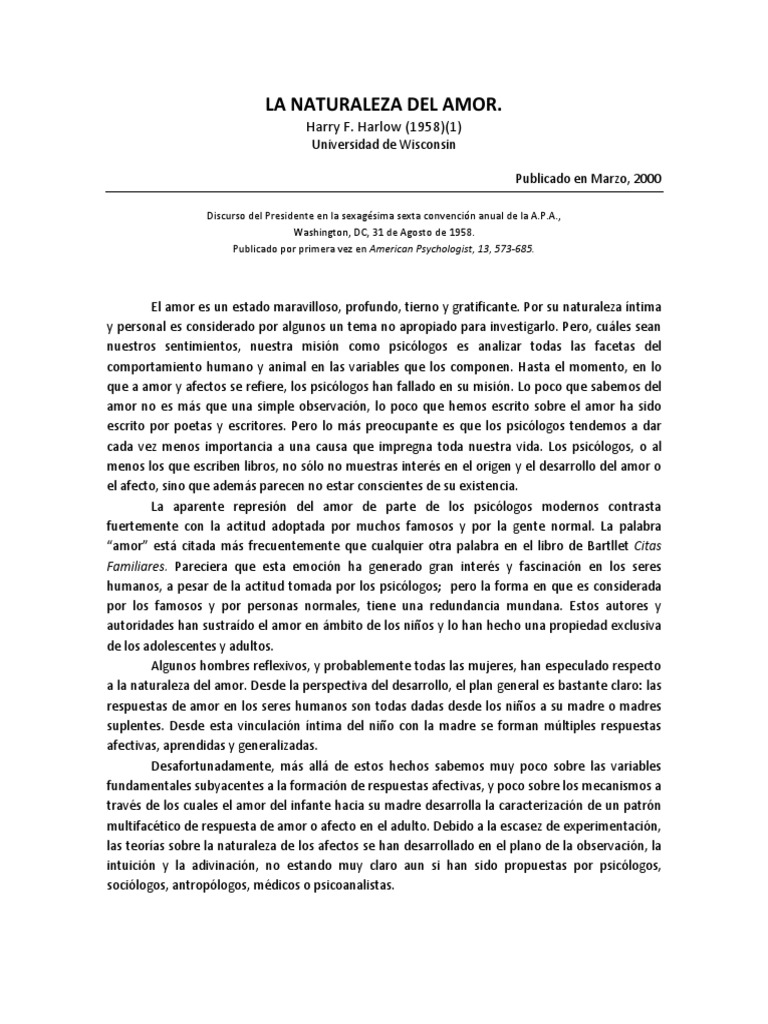 LA Naturaleza Del Amor | PDF | Amor | Sicología