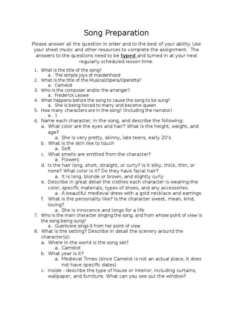 Song Preparation | PDF | Leisure | Entertainment (General)