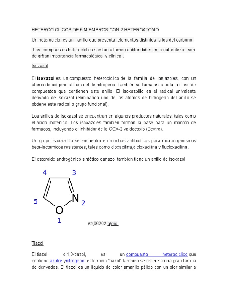 Heterociclicos de 5 Miembros Con 2 Heteroatomo | Descargar gratis PDF ...