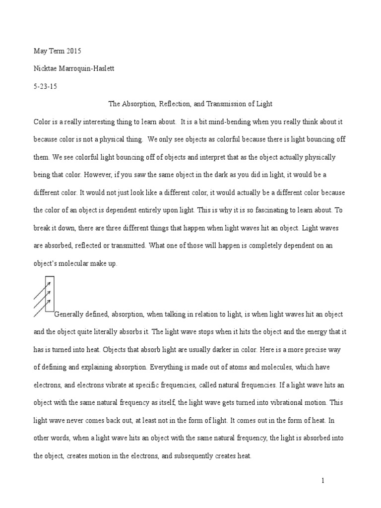Understanding Light: Absorption, Reflection, Transmission | PDF | Light ...