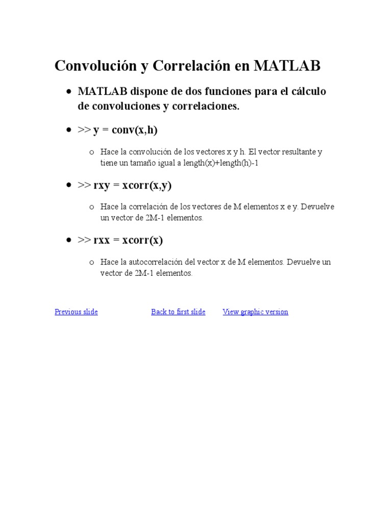 Convolución y Correlación en MATLAB | PDF | Procesamiento de la señal ...
