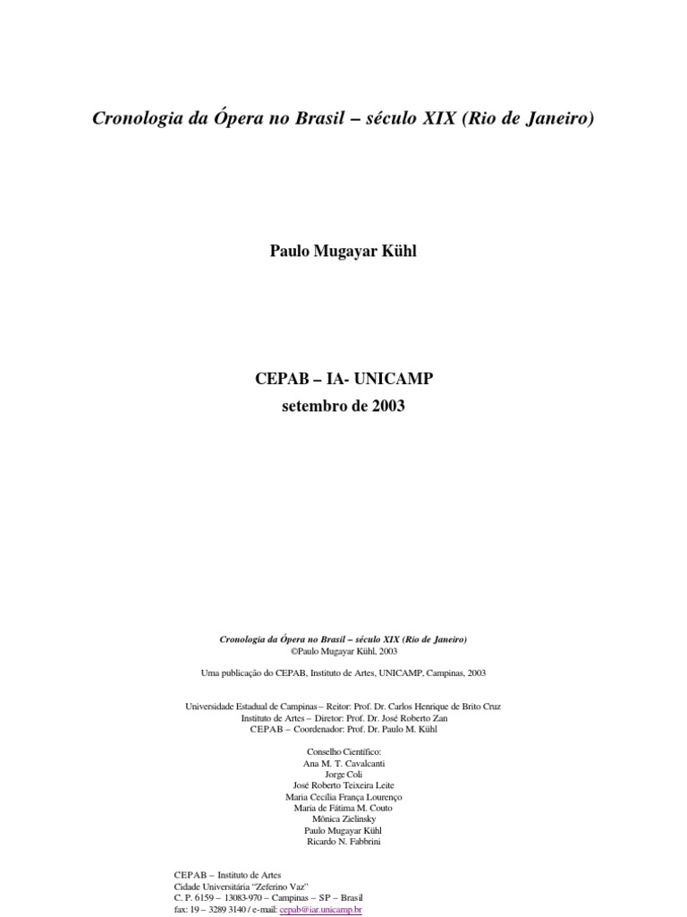 Cronologia Opera Brasil | PDF | Teatro | Ópera