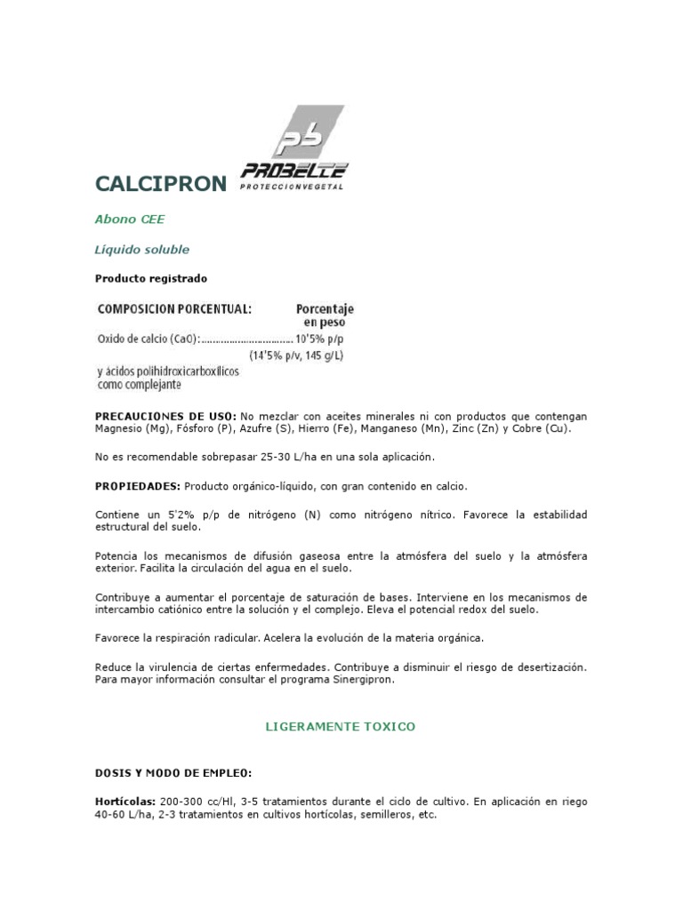 CALCIPRON | PDF | Riego | Fertilizante