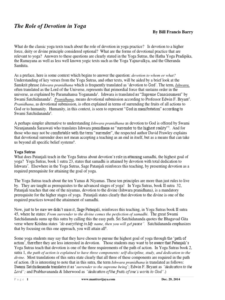 Role of Devotion in Yoga | PDF