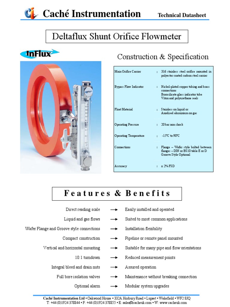Deltaflux Bypass Flow Meter Specs | PDF | Flow Measurement | Pipe ...