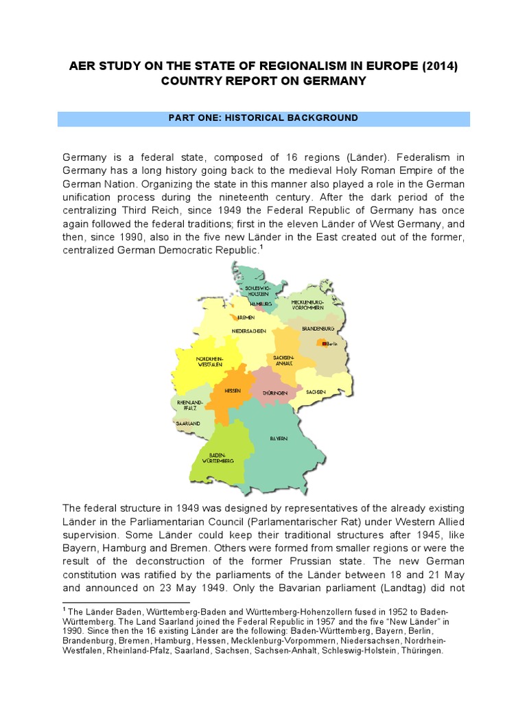 Aer Study On The State of Regionalism in Europe (2014) Country Report ...