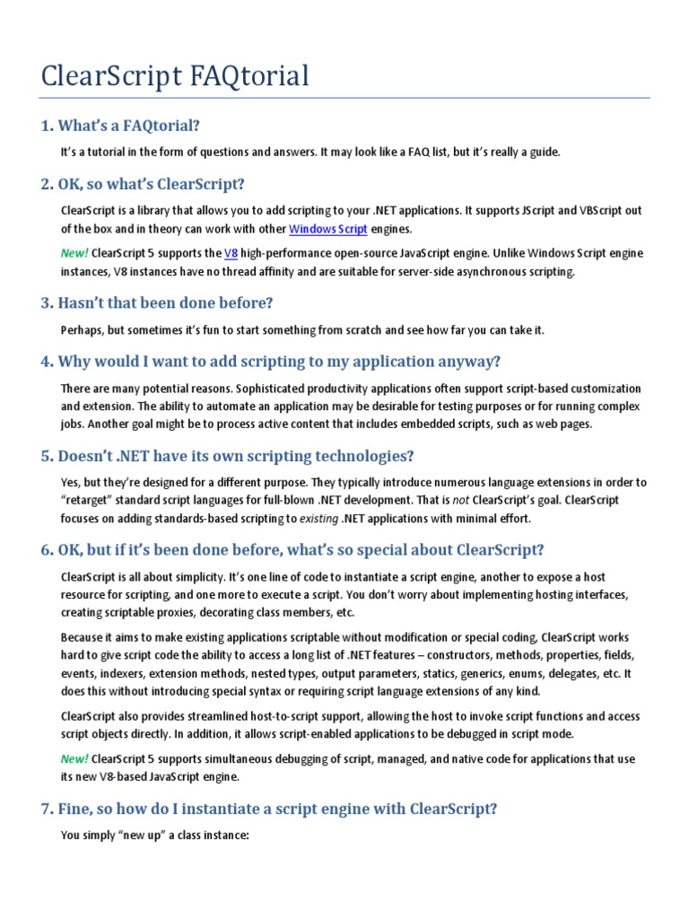 Faq On How To Use Clearscript Pdf Scripting Language Java Script 2751