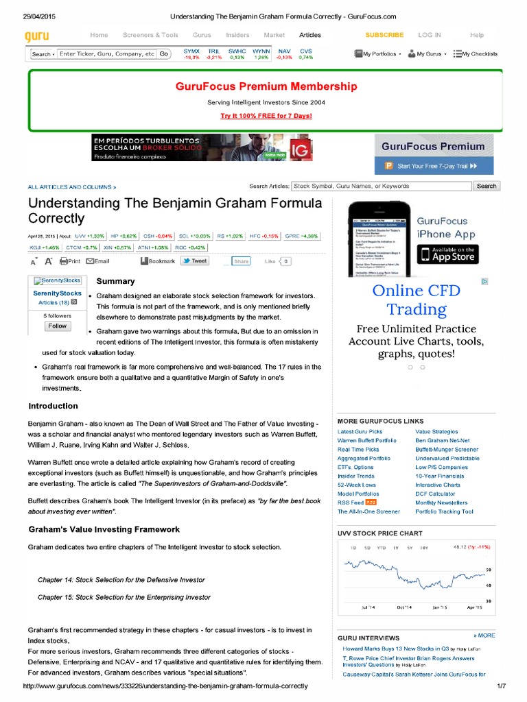 Understanding The Benjamin Graham Formula Correctly | PDF
