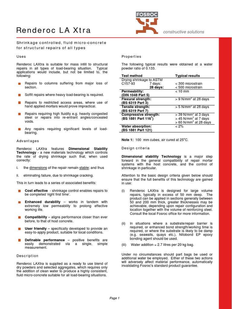 Renderoc Laxtra | PDF | Shelf Life | Strength Of Materials