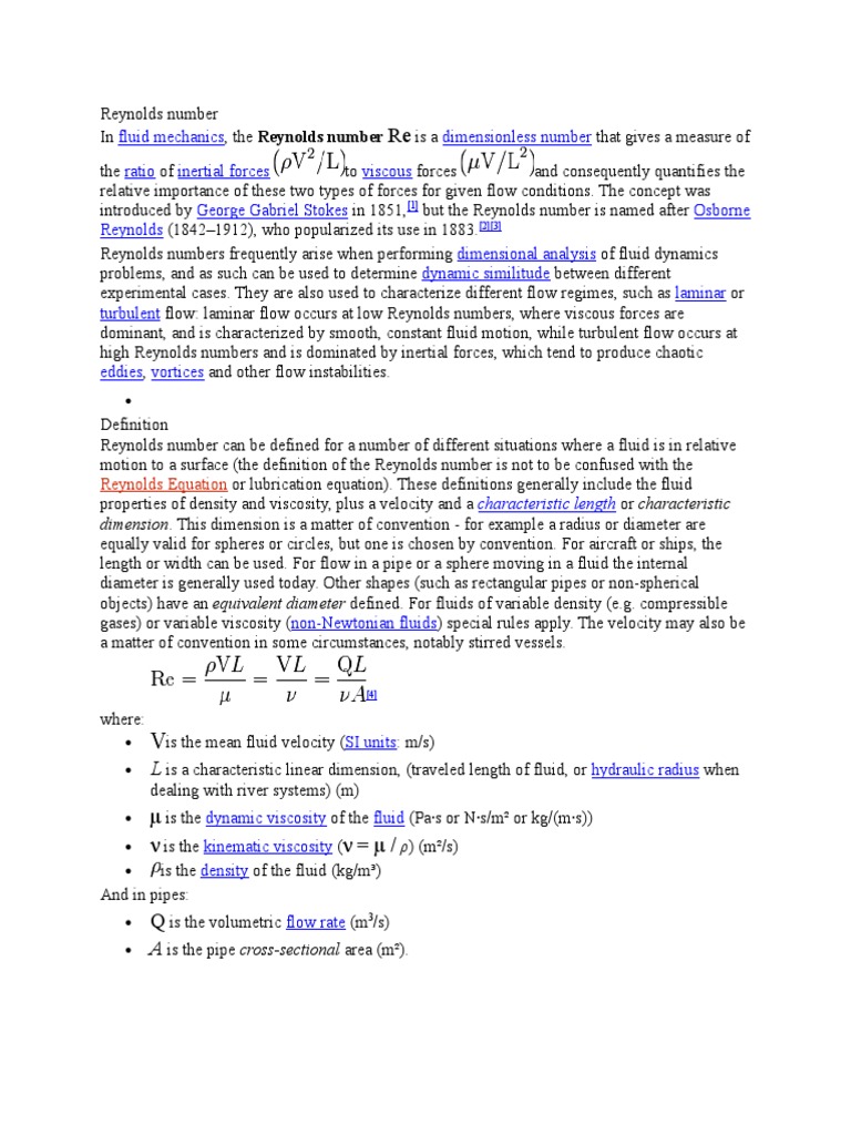 Reynolds Number | PDF | Reynolds Number | Fluid Dynamics