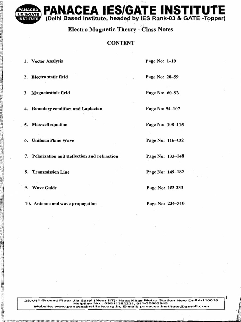 Electromagnetic Theory Notes | PDF