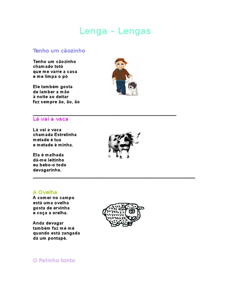 Exemplos de Lenga-Lenga Infantil | PDF | Artes Linguísticas e Disciplina