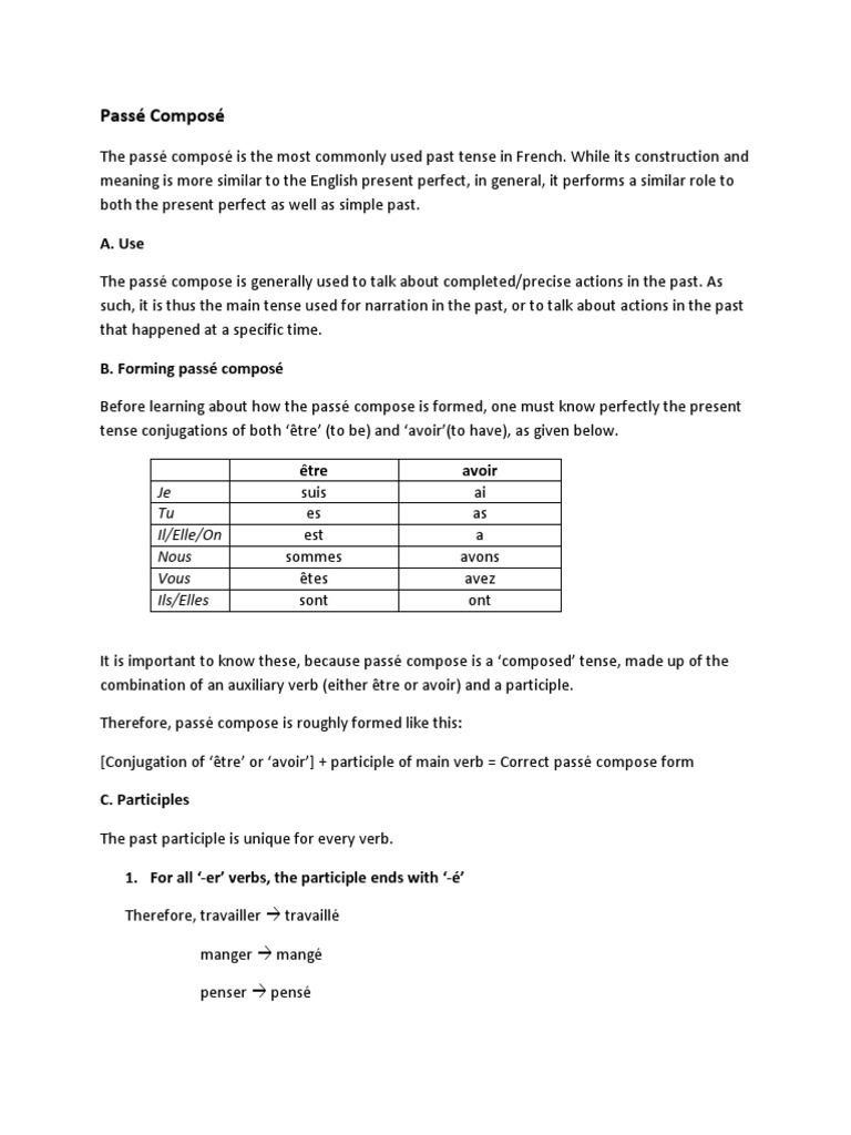 French Passe Compose | PDF | Languages Of Europe | Linguistic Typology