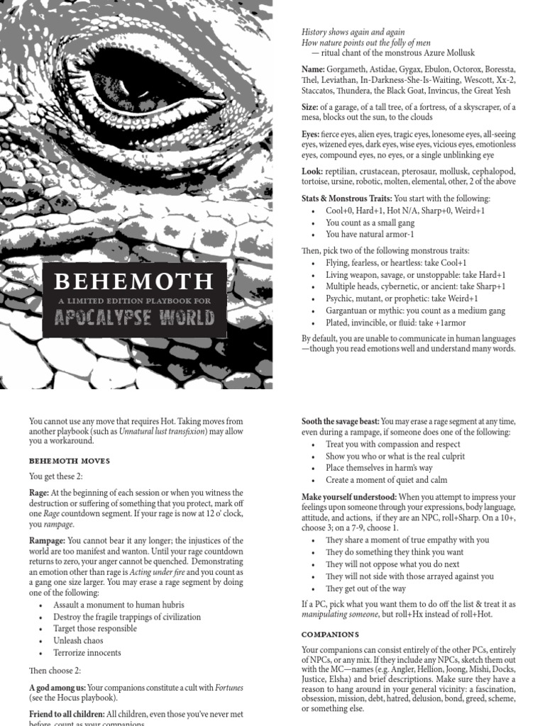 Behemoth Character Variant | PDF | Leisure