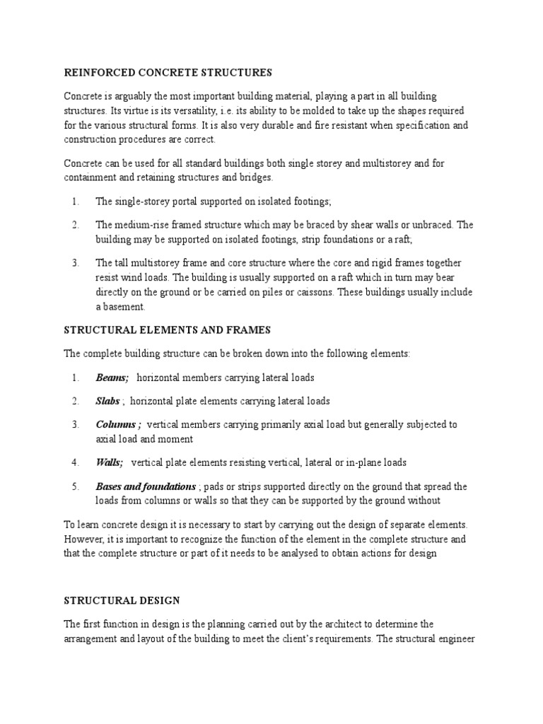 Design Principles of Reinforced Concrete | PDF | Structural Load ...