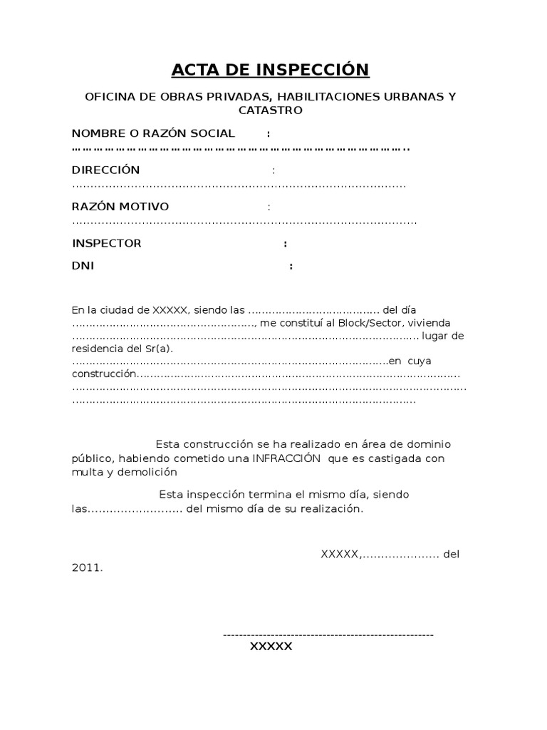 Acta de Inspección (Plantilla) | PDF