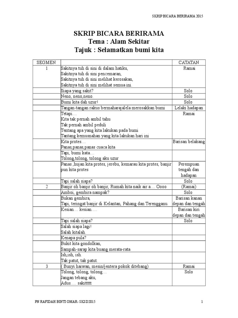 Skrip Bicara Berirama 3 | PDF
