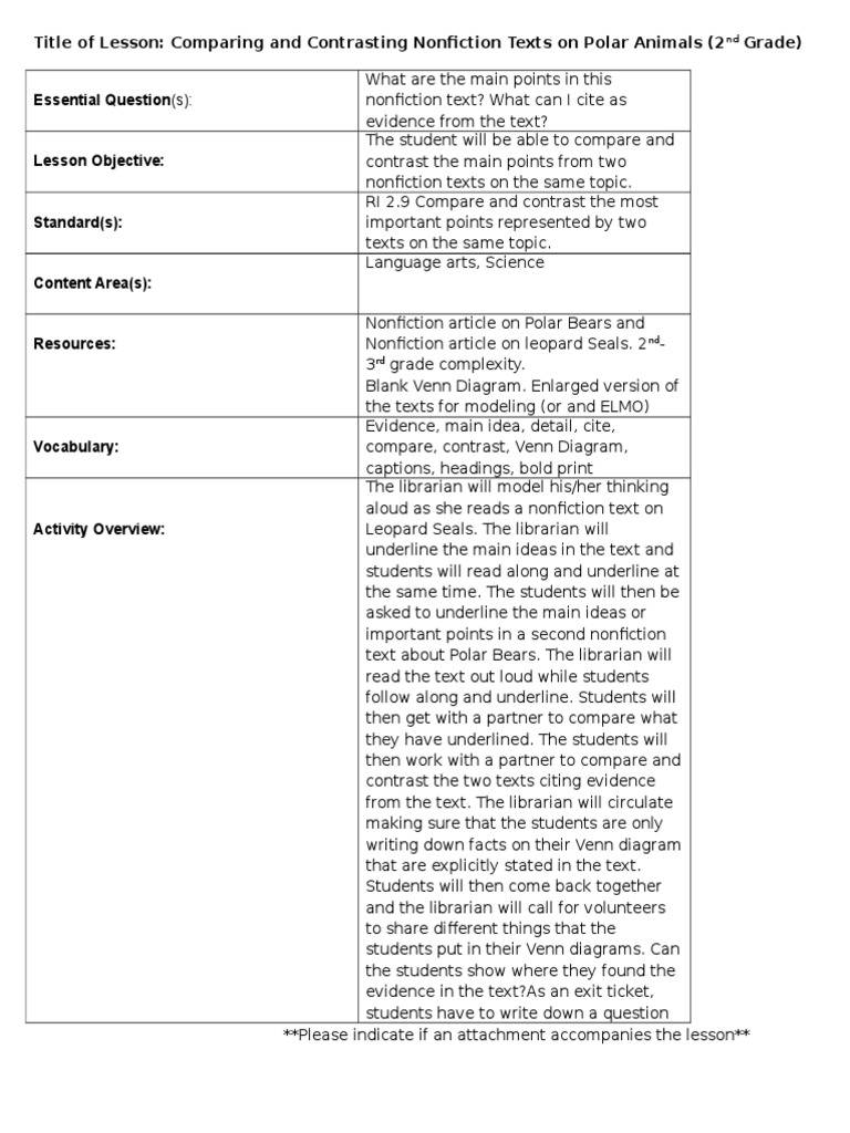 Compare Nonfiction Texts on Polar Animals | PDF | Language Arts ...