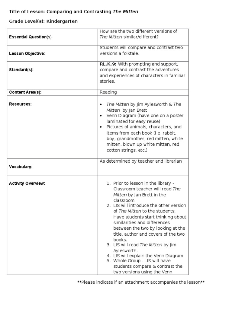 The Mitten Lesson K | PDF | Social Science | General Fiction