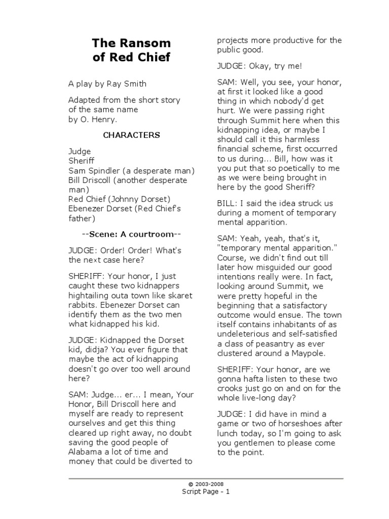 Ransom of The Red Chief Play | PDF | Judge